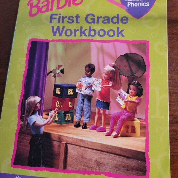 Mattel | Toys | Vintage Barbie First Grade Workbook Hands On Phonics ...